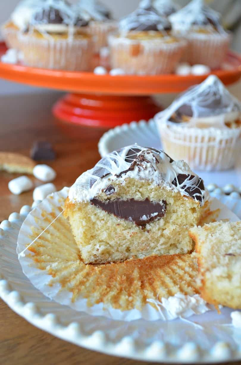 Spooky Spiderweb Smores Cupcakes - Baking with Aimee.