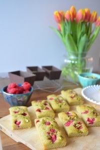 Pistachio & Raspberry Financiers - Baking with Aimee.