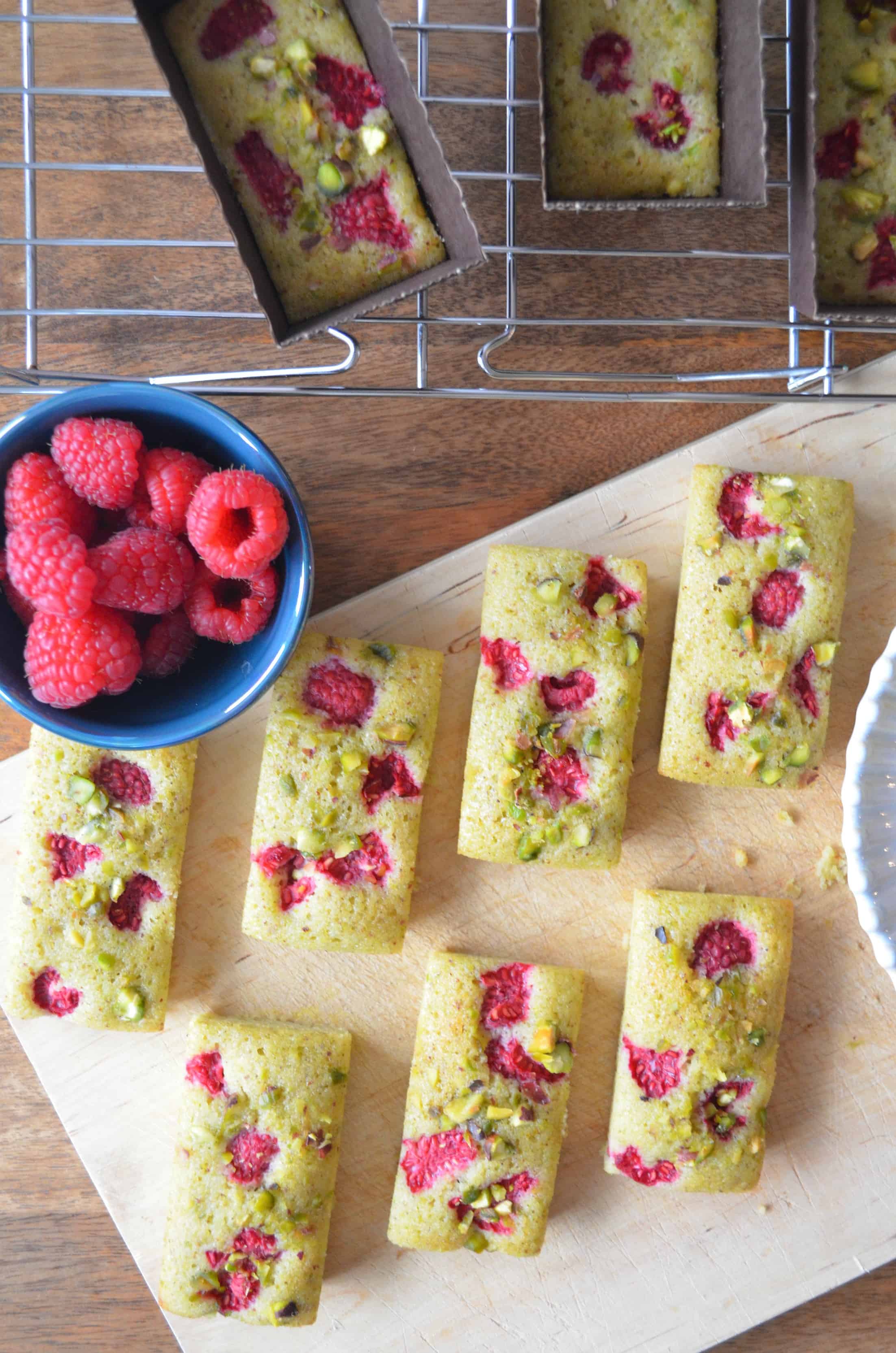 Pistachio & Raspberry Financiers - Baking with Aimee.