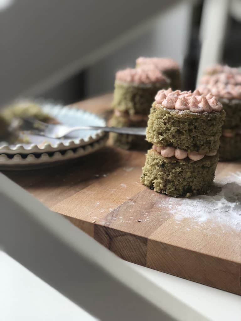 Strawberry and Basil Cakes - Baking with Aimee.