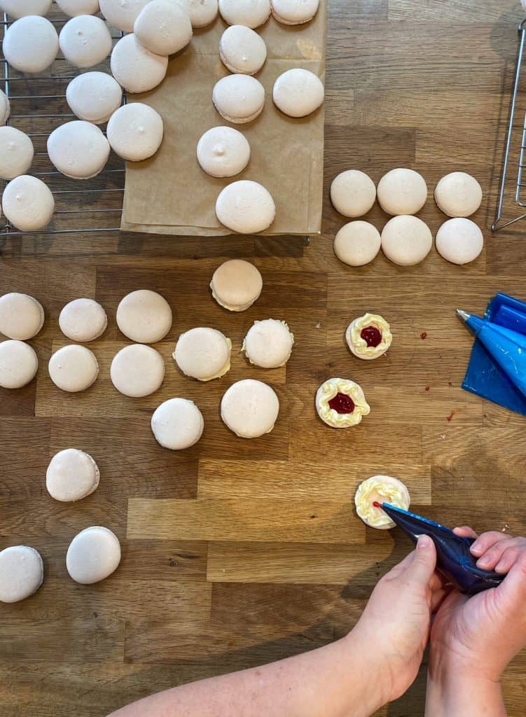 Raspberry & Lemon Macarons - Baking with Aimee.