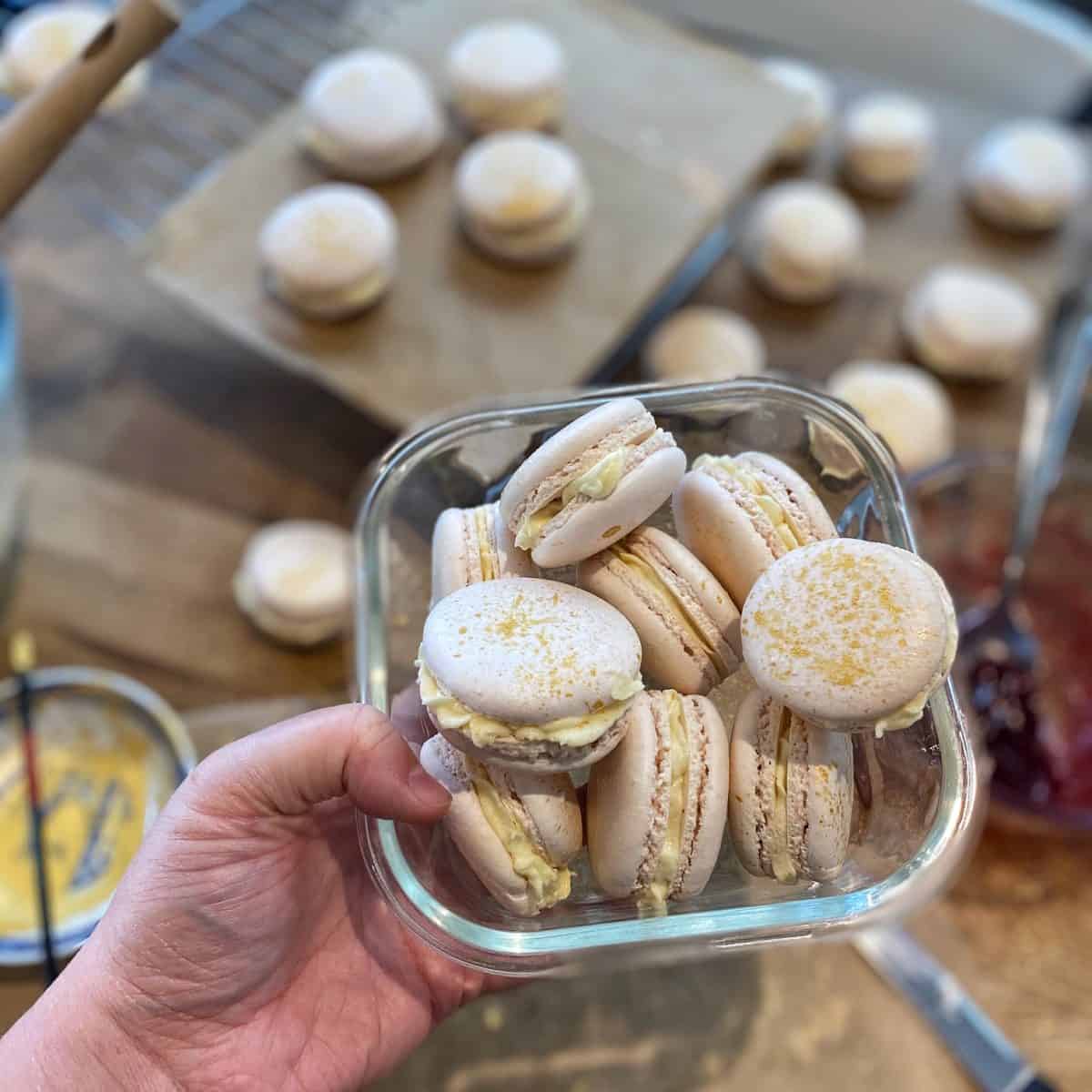 Raspberry & Lemon Macarons - Baking with Aimee.