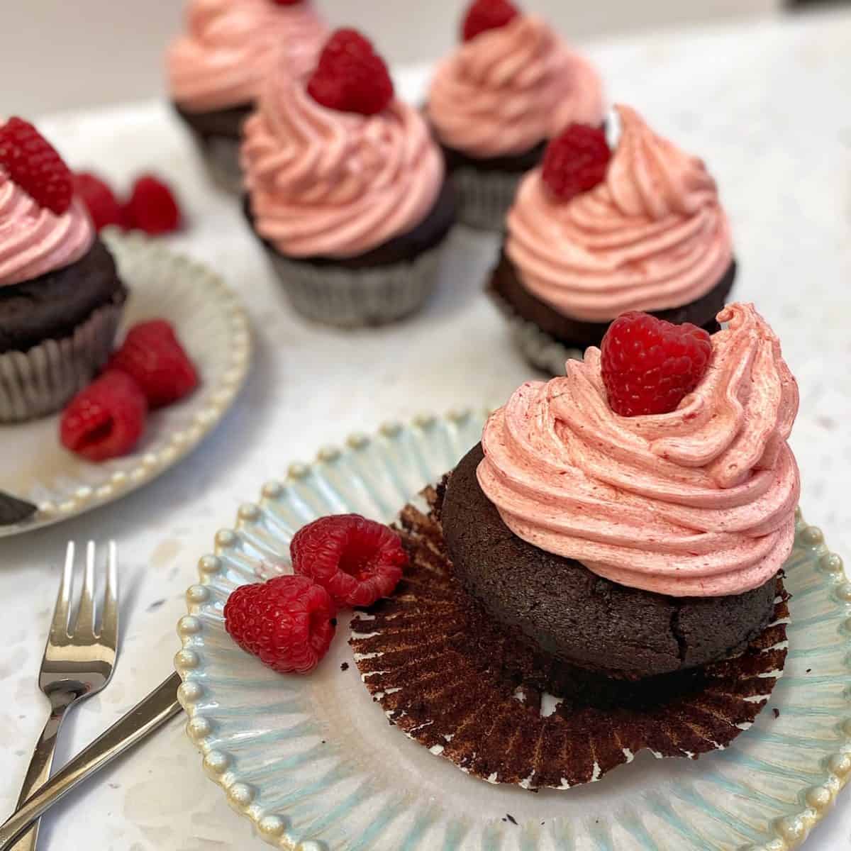 Vegan Chocolate & Raspberry Cupcakes - Baking with Aimee.
