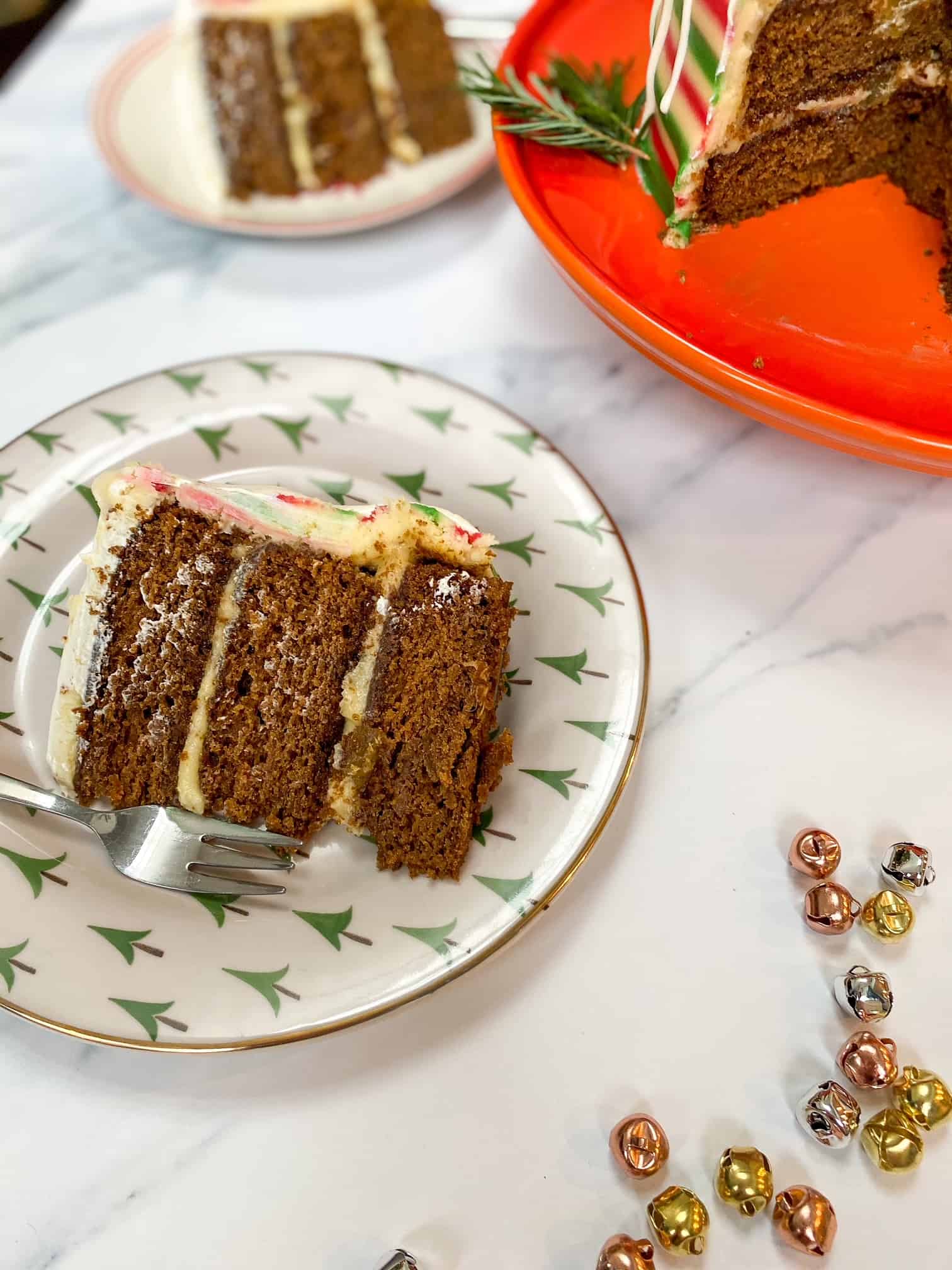 Ginger & Lemon Striped Christmas Cake - Baking with Aimee.