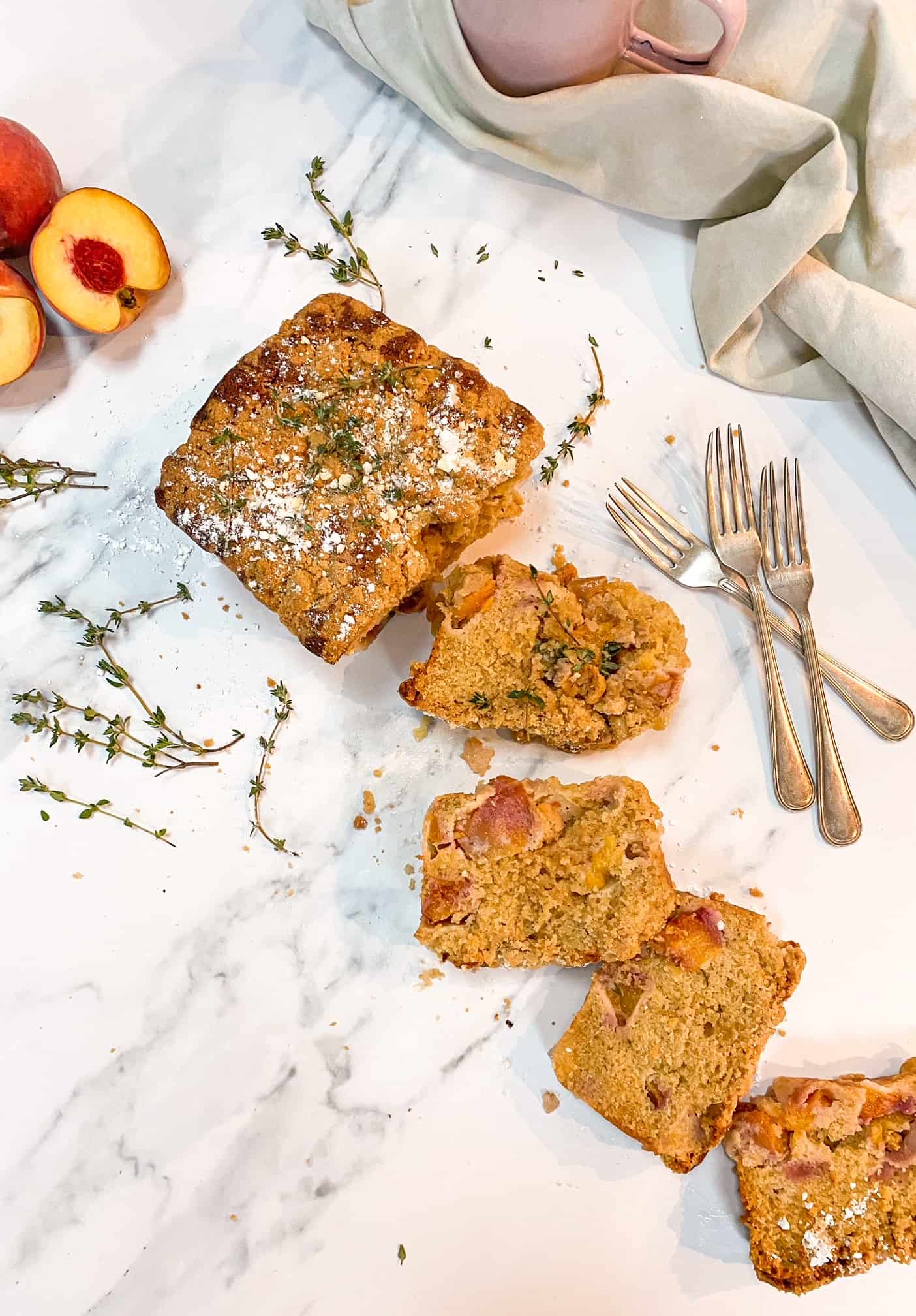 Peach Cobbler Loaf Cake - Baking with Aimee.