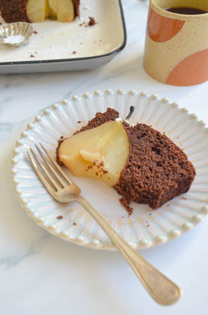 Pear, Cardamom & Chocolate Loaf Cake - Baking with Aimee.