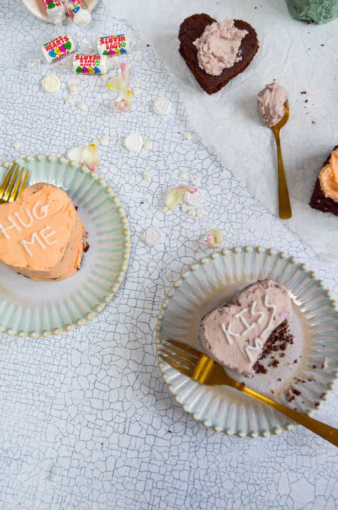 Mini Conversation Heart Cakes - Baking with Aimee.