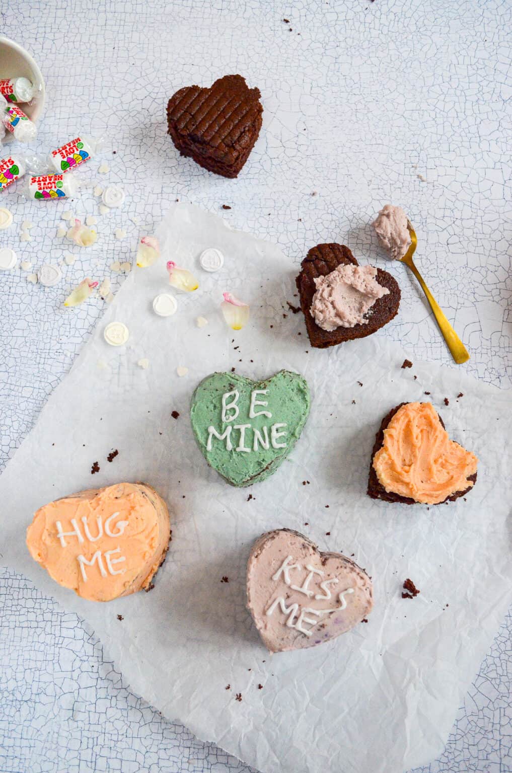 Mini Conversation Heart Cakes - Baking with Aimee.