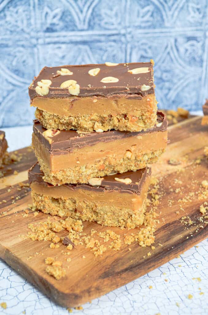 Peanut Butter Caramel Biscuit Bars - Baking with Aimee.