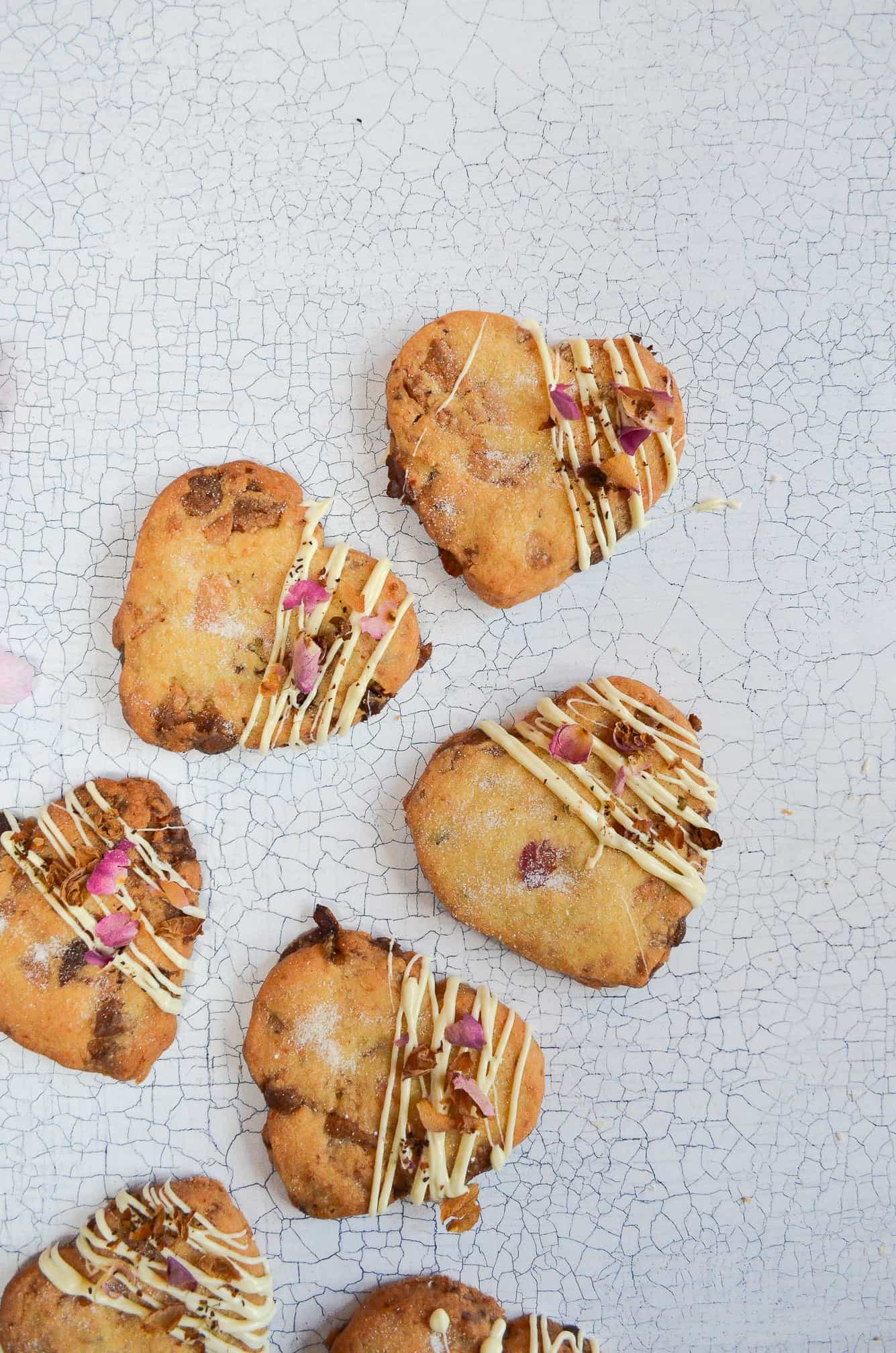 Rose and White Chocolate Shortbread Valentines Cookies - Baking with Aimee.