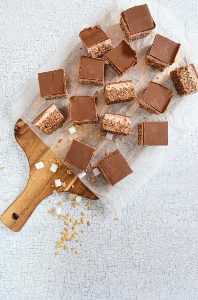 Homemade Double Decker Bars - Baking with Aimee.